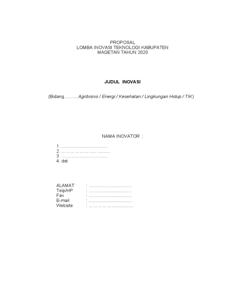 Lomba Inovasi Teknologi Magetan 2020 | PDF | Seni