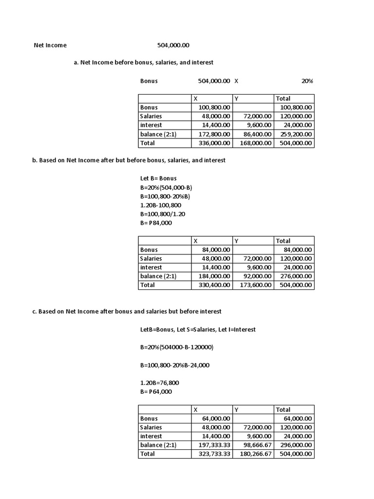 Bonus With Solution | PDF | Interest | Income
