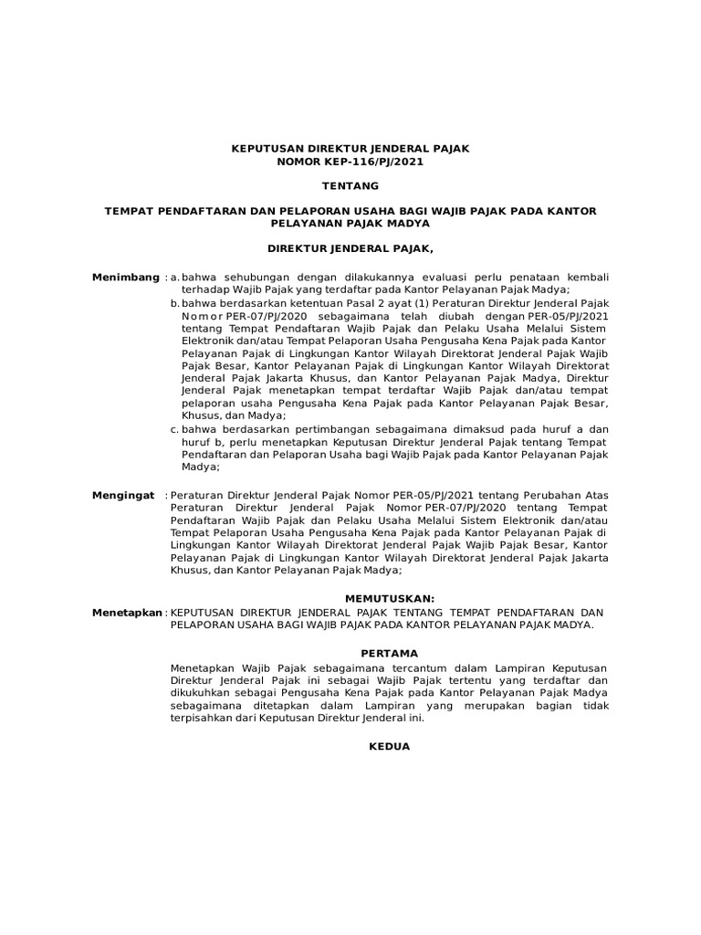 Document RP Kep 116 PJ 2021 | PDF