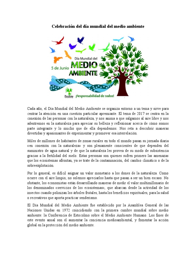 Celebración Del Día Mundial Del Medio Ambiente | PDF | Ambientalismo ...