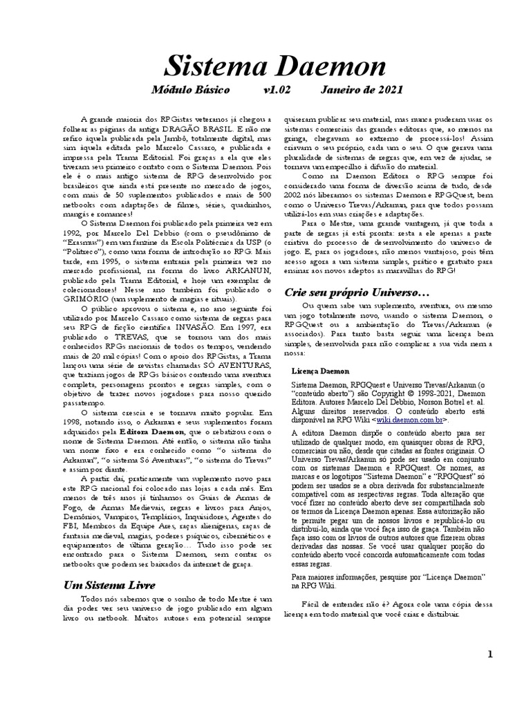 Daemon v1.02 (2021) | PDF | Jogos de RPG | Tumultos