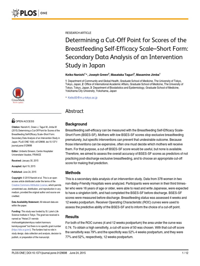 Determining A Cut-Off Point Fo | PDF | Receiver Operating ...