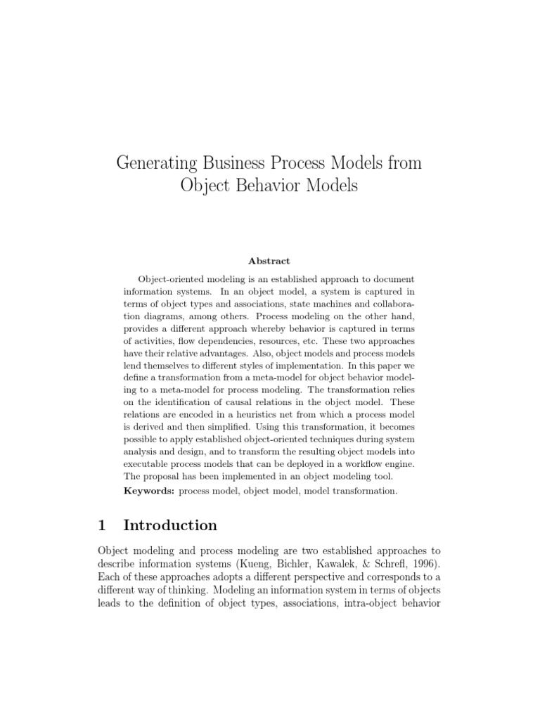 456 Business Process Models From Object Behaviour Models | PDF ...