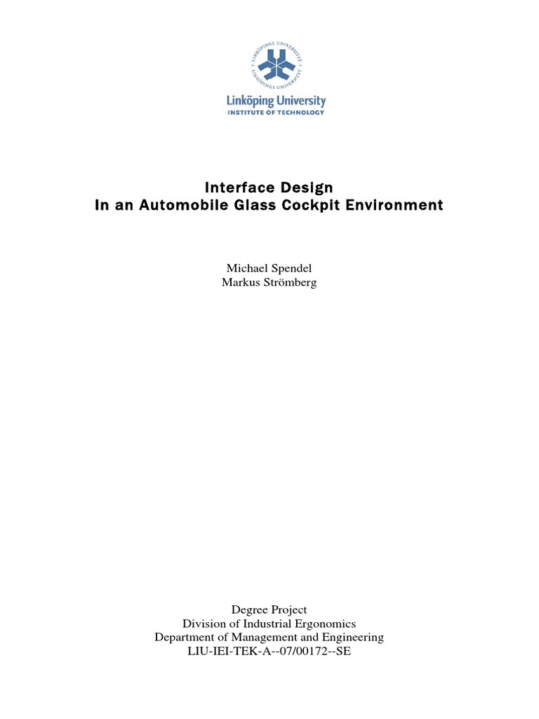 FULLTEXT01 | PDF | Cockpit | User Interface