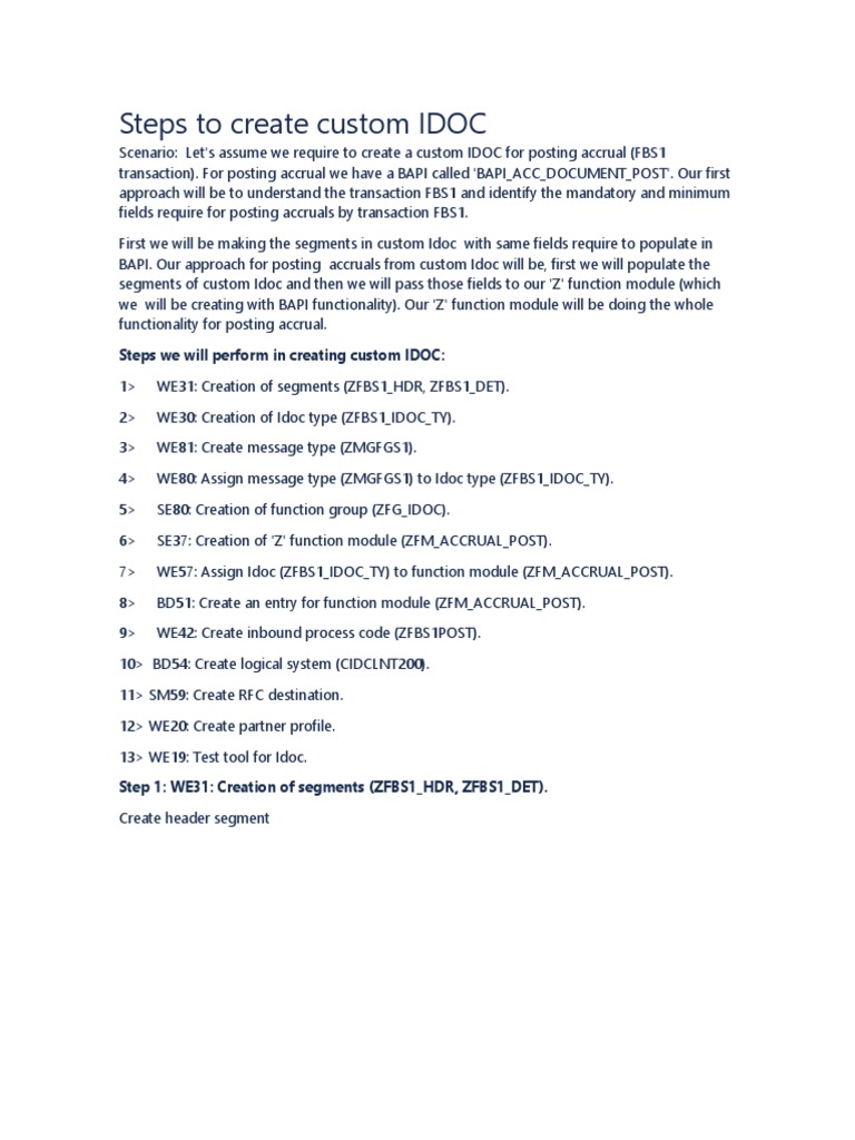 Steps To Create Custom IDOC | PDF | Computer Science | Computing