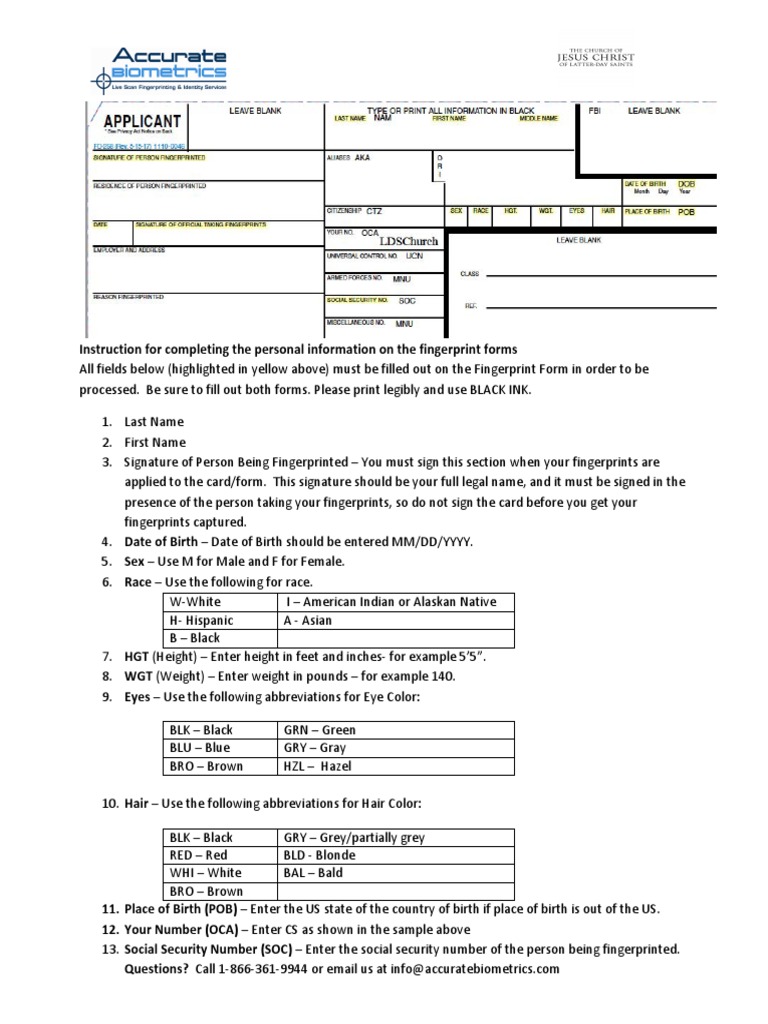 Filling Out FD-1164 Fingerprint Form | PDF | Fingerprint | Federal ...
