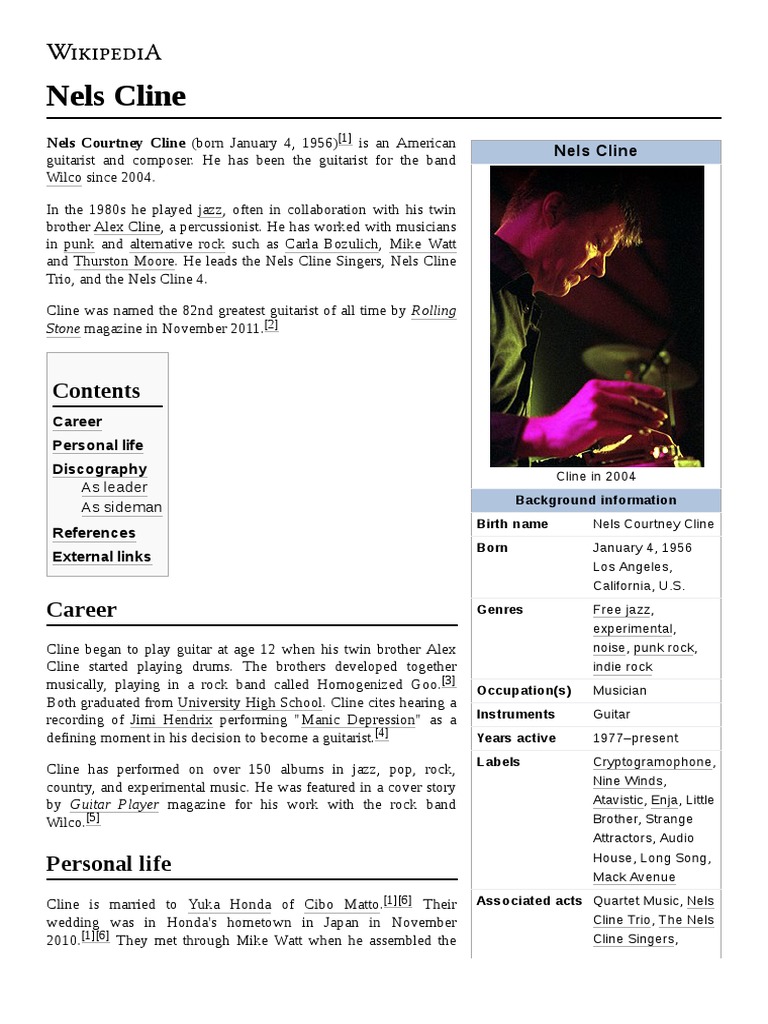 Nels Courtney Cline (Born January 4, 1956) | PDF | Musicians ...