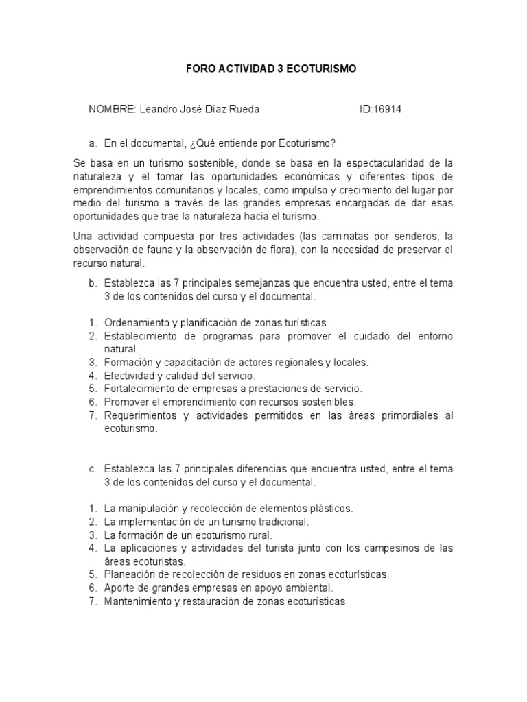 Ecoturismo: Sostenibilidad y Comunidad | PDF | Ciencias sociales ...