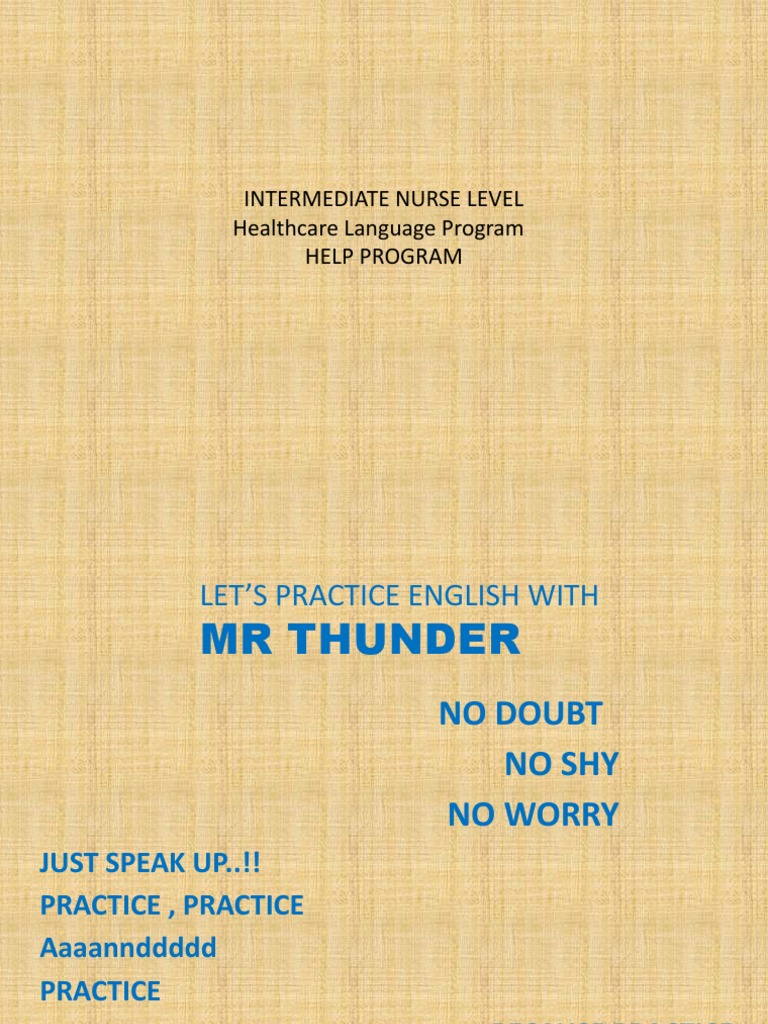 Intermediate Nurse Level Healthcare Language Program Help Program | PDF
