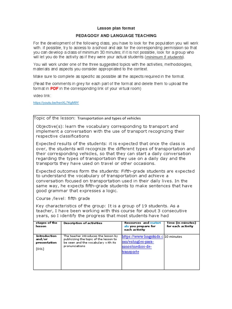 Lesson Plan Format PLT | PDF | Lesson Plan | Education Theory