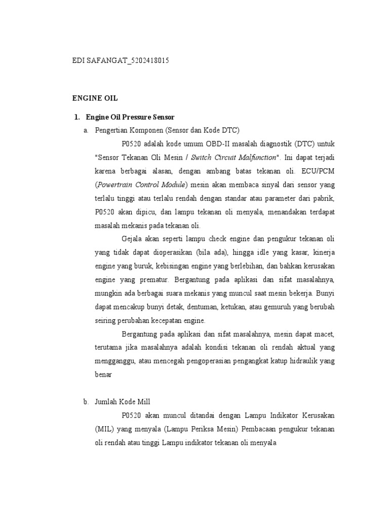 Engine Oil Sensor | PDF