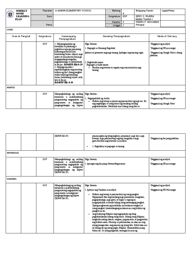 Esp 4 WHLP Q3 W1 | PDF