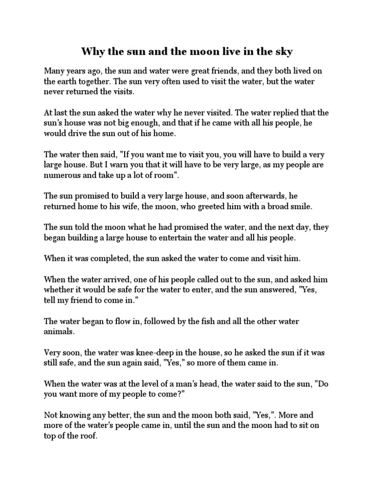 Why The Sun and The Moon Live in The Sky | PDF