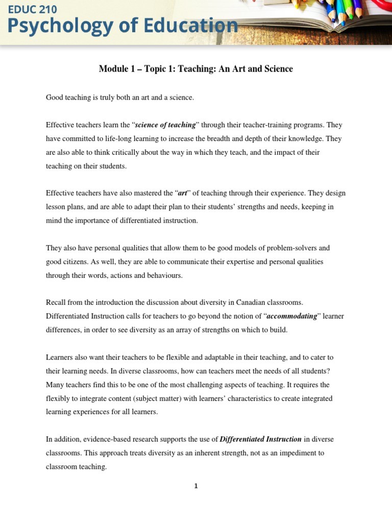 Module 1 - Topic 1 - 3. Teaching An Art and Science | PDF | Language ...