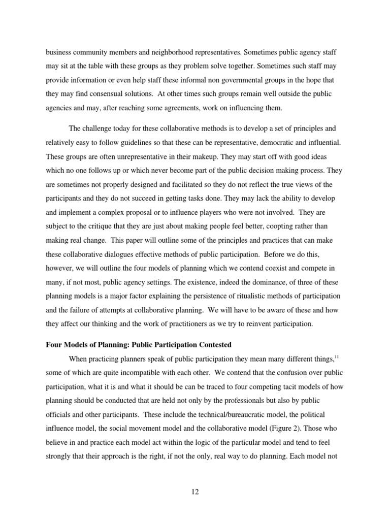 Four Models of Social Planning | PDF | Public Participation | Social ...