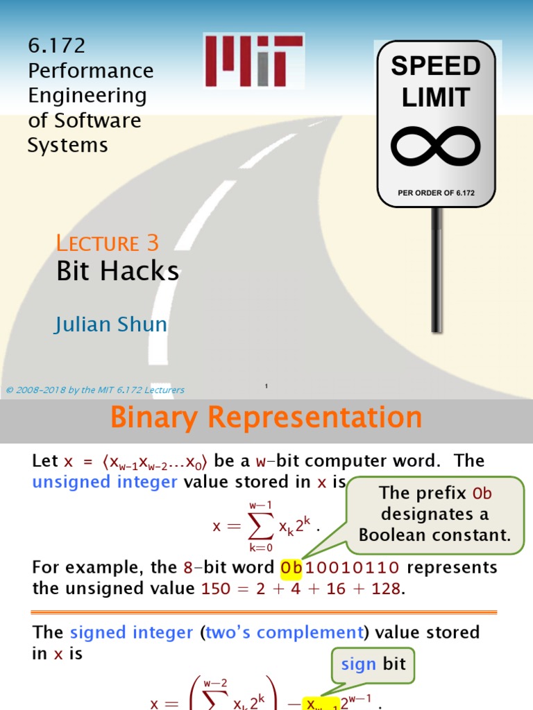 Bit Hacks: 6.172 Performance Engineering of Software Systems | PDF | Computer Architecture | Numbers