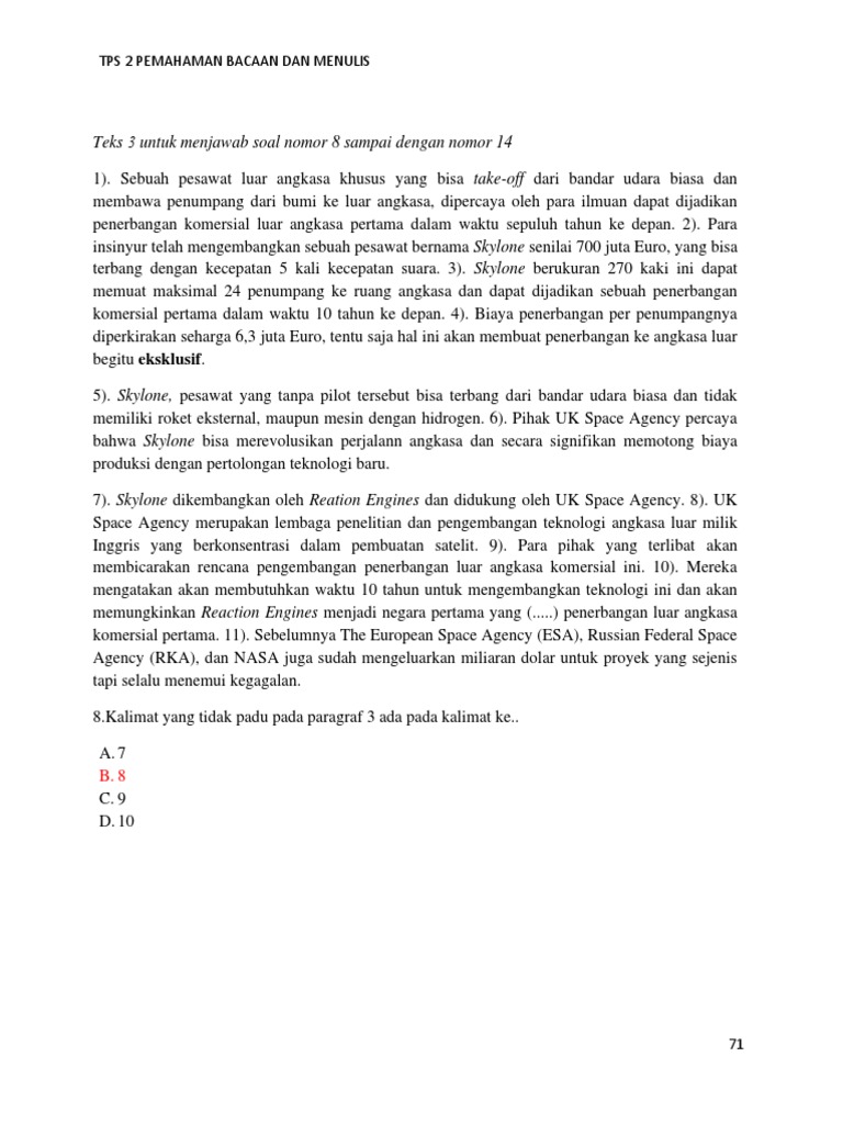 TPS 2 Pemahaman Bacaan Dan Menulis | PDF