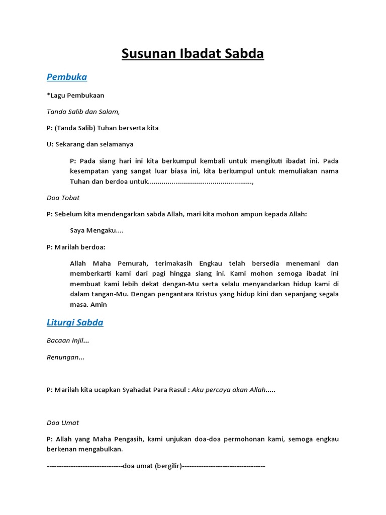 Susunan Ibadat Sabda | PDF
