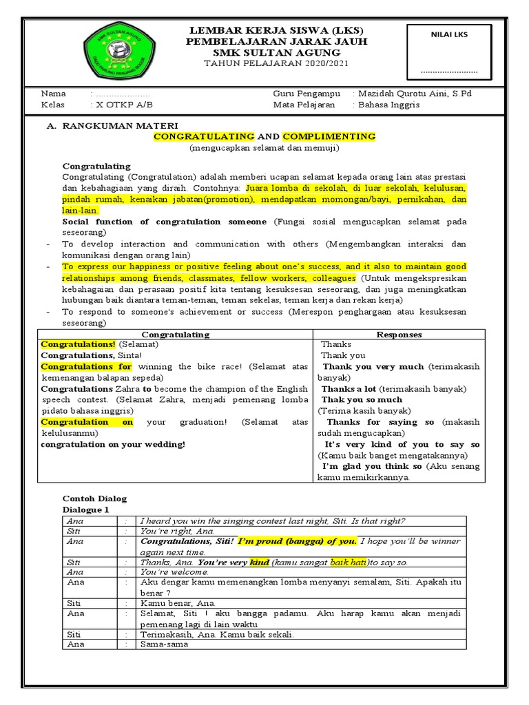 Congratulating and Complimenting | PDF