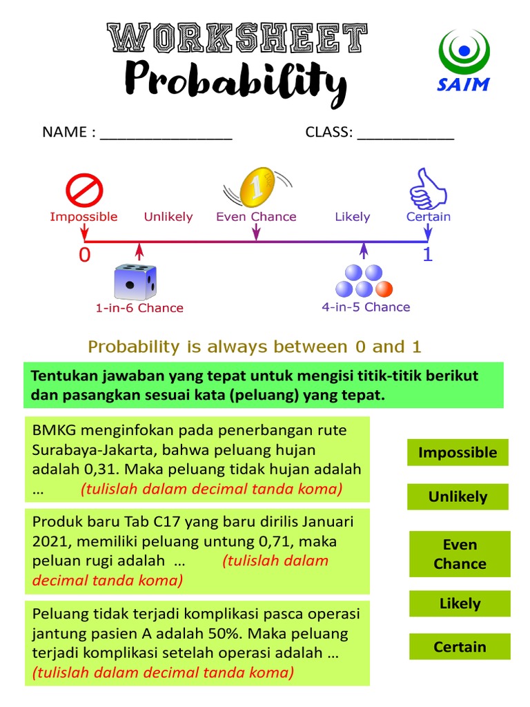 Worksheet Peluang | PDF