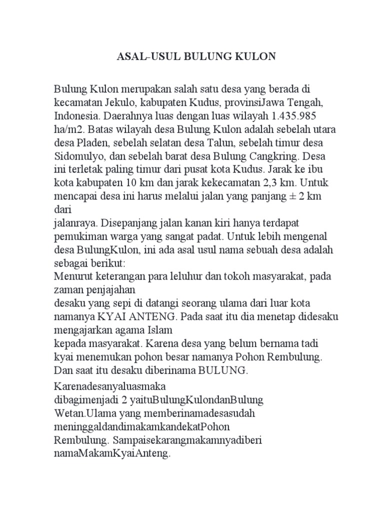 Asal Usul Desa Bulung Kulon | PDF | Agama & Spiritualitas