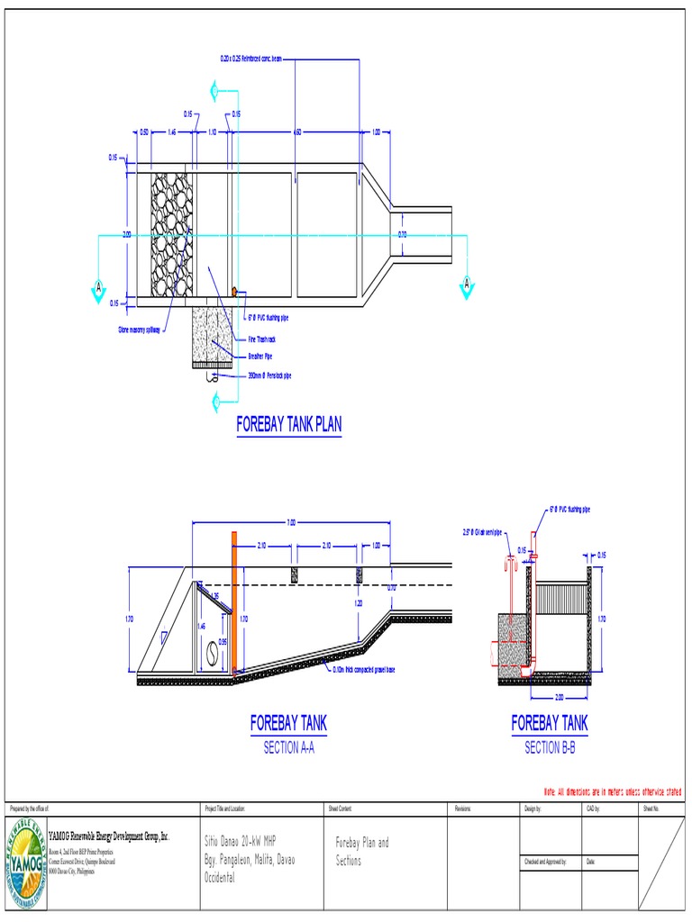 Forebay Tank Plan: Section A-A Section B-B | Download Free PDF ...