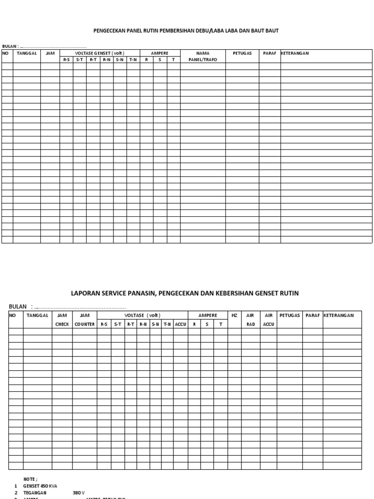 Genset Form | PDF | Sains & Matematika | Teknologi & Rekayasa