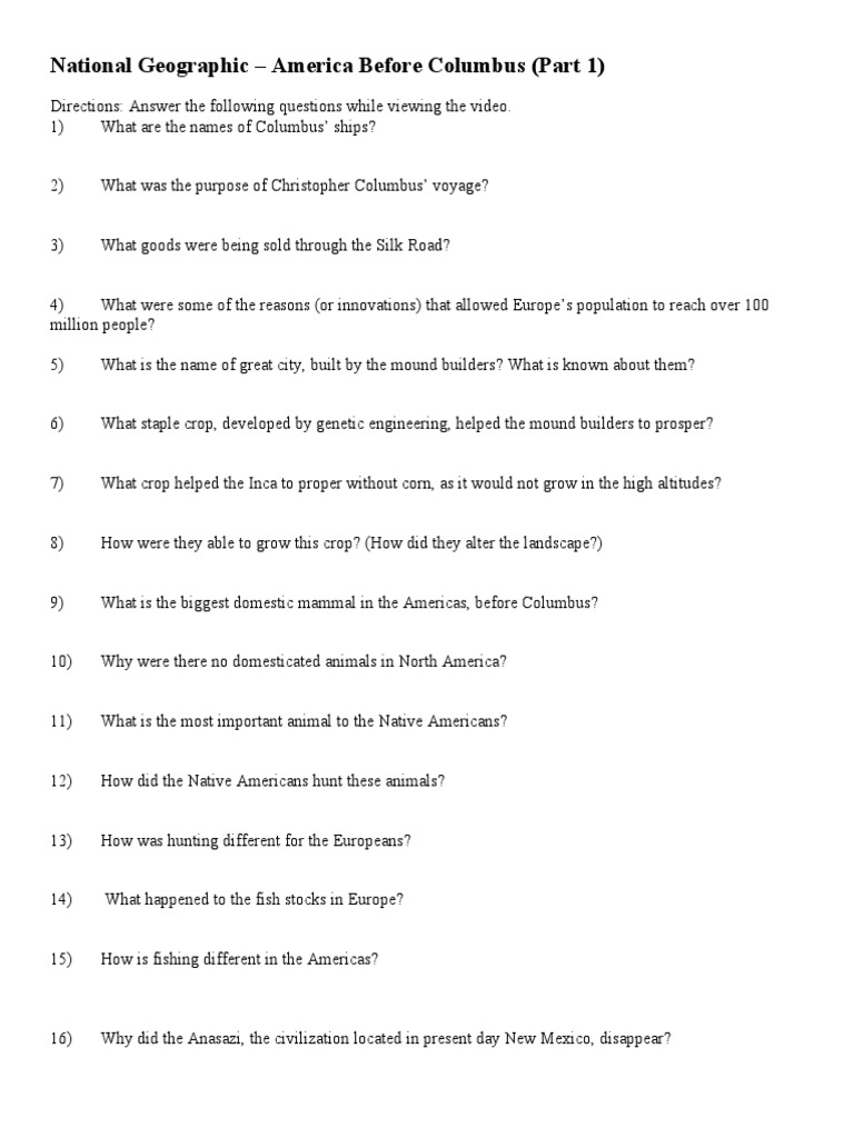 National Geographic - America Before Columbus (Part 1) | PDF | New ...