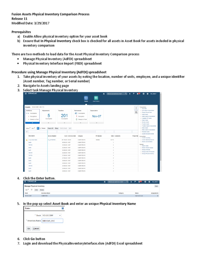 Fusion Assets Physical Inventory Comparison Process ADFDI | PDF ...