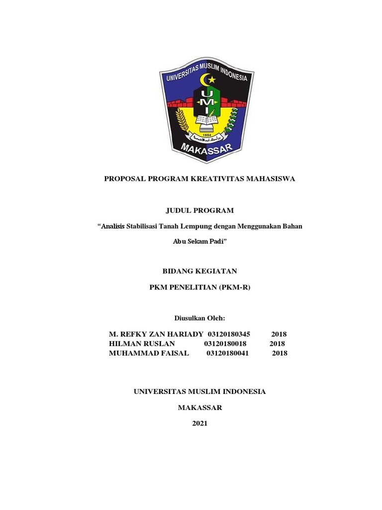 Proposal PKM-R: Stabilisasi Tanah Lempung | PDF