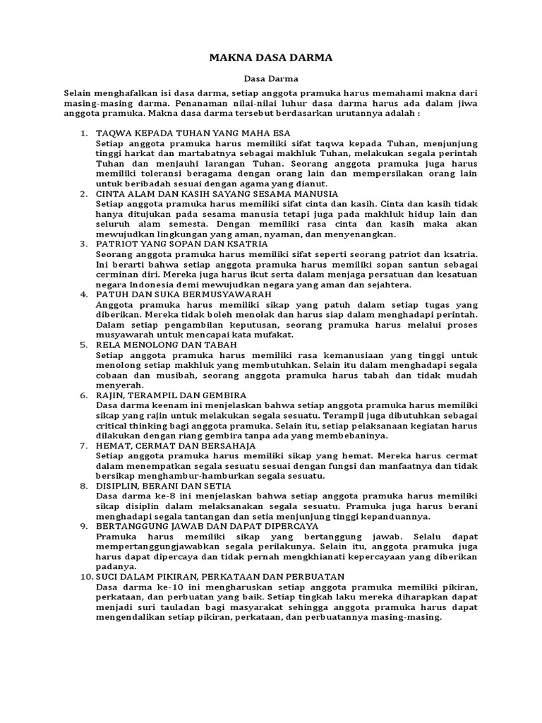 Makna Dasa Darma | PDF