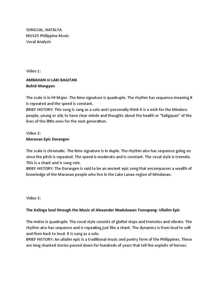 Vocal Analysis | PDF