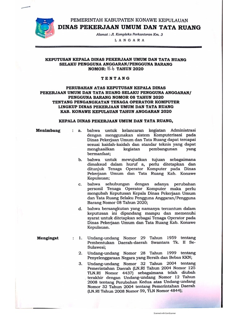SK Tenaga Operator Komputer REVISI | PDF