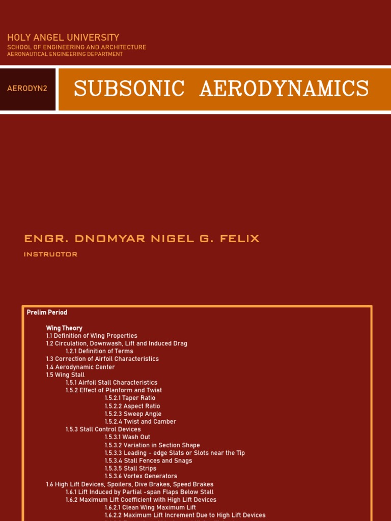 SUBSONIC AERODYNAMICS v9 03 21 2021 SIR FELIX | PDF | Lift (Force) | Drag (Physics)