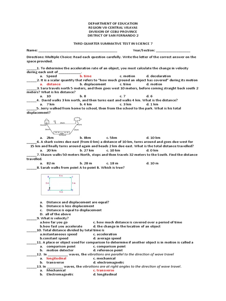 3rd Quarter Science Exam for Grade 7 | PDF | Waves | Sound