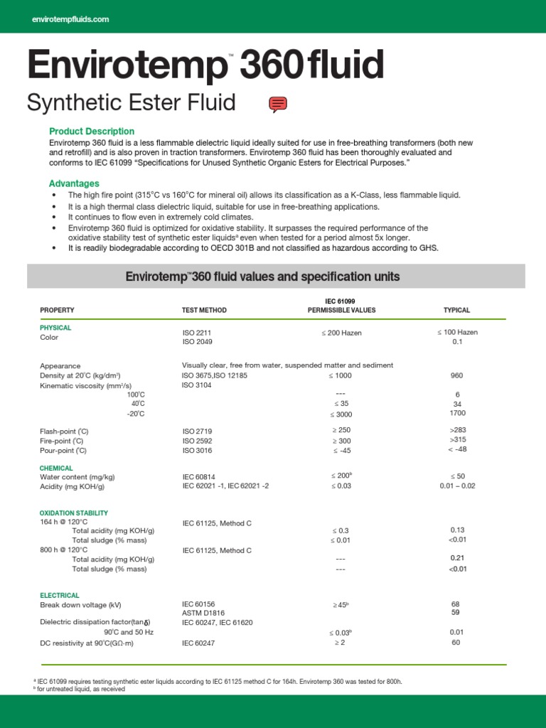 Envirotemp 360 Fluid FINAL | PDF | Liquids | Transformer