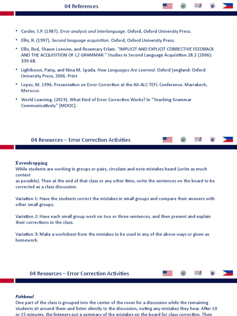 Error Correction Strategies for ESL Learners | PDF | Second Language ...