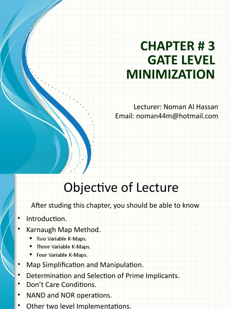 Chapter # 3 Gate Level Minimization: Lecturer: Noman Al Hassan | PDF | Algebra | Logic