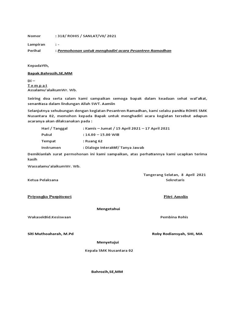 Undangan Pesantren Ramadhan 2021 | PDF