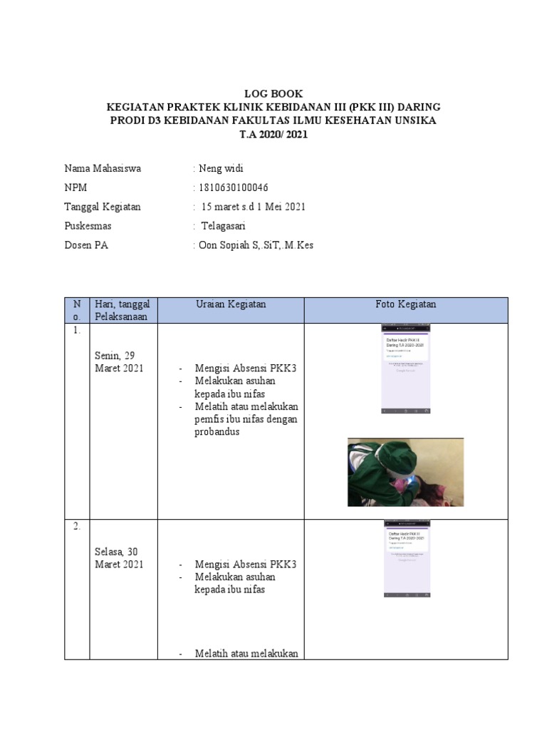 2.LOG BOOK PKK III MG 3 PKM TELAGASARI | PDF