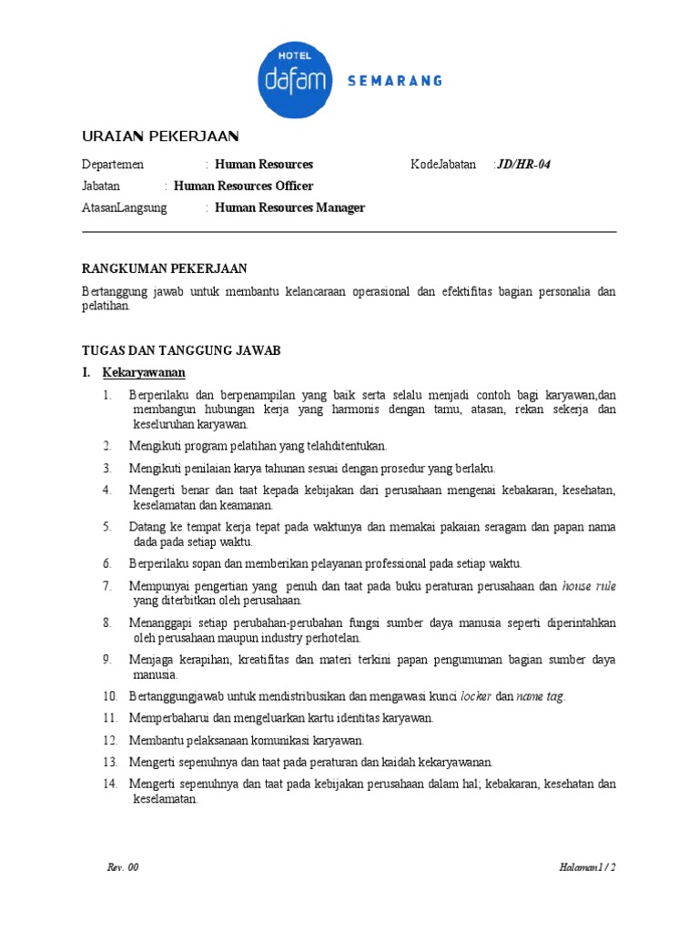 JDHR HR Officer | PDF | Karier & Perkembangan