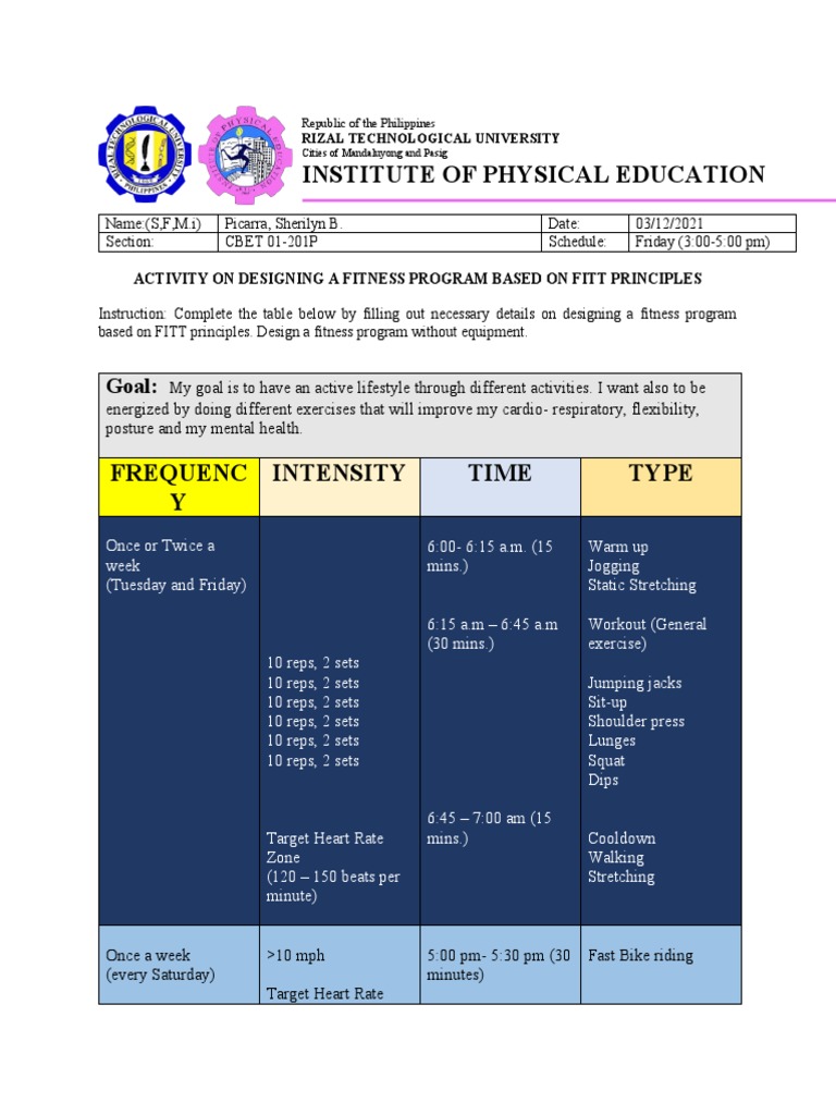 Designing a No-Equipment Fitness Program | PDF | Physical Fitness ...