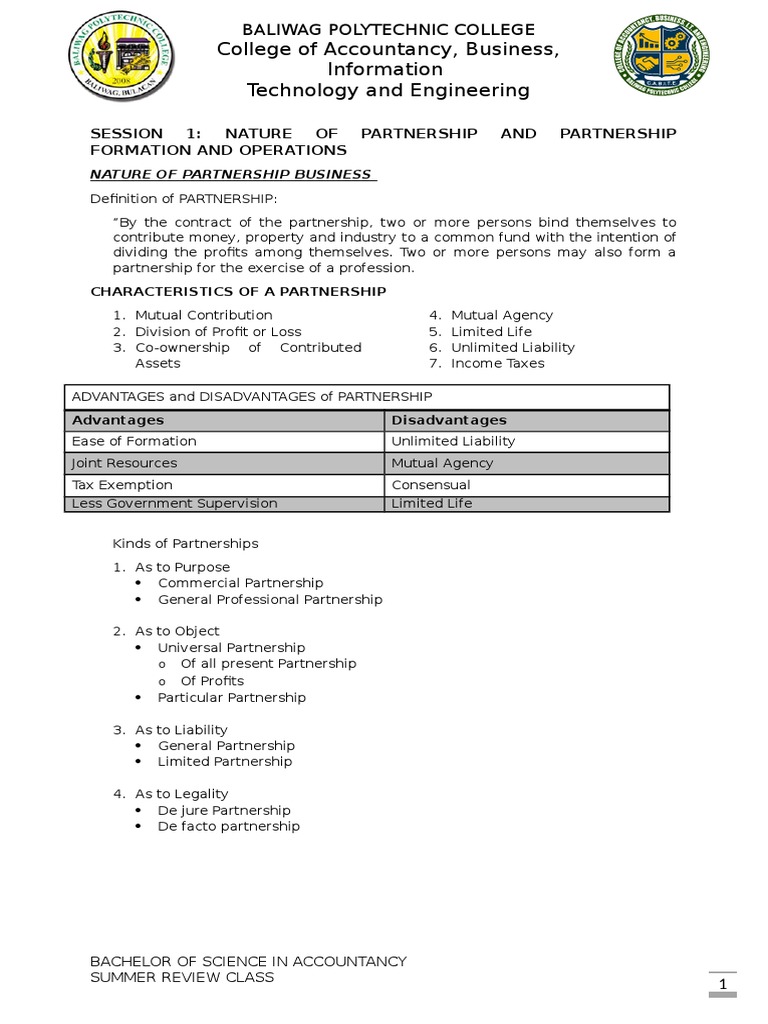 Final Module Summer Review Class A.Y 2018 2019 | PDF | Partnership ...