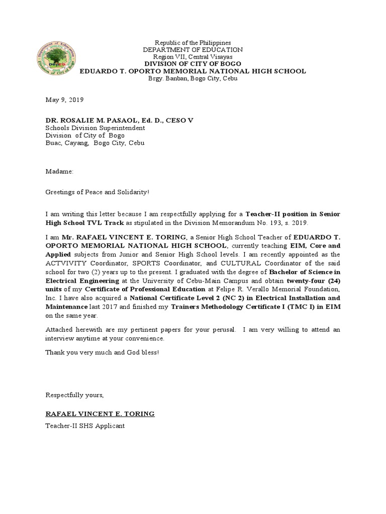 Division of City of Bogo: Republic of The Philippines Department of ...