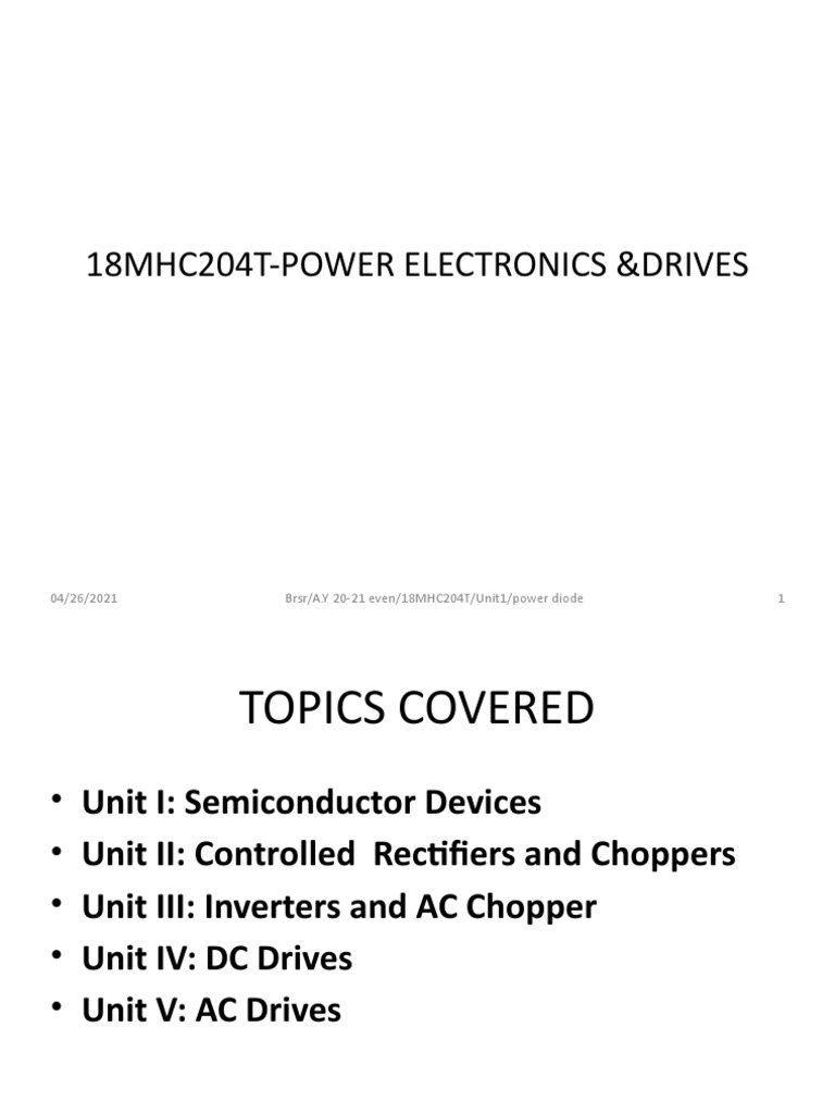 Unit I POWER DIODE-1 | PDF | Diode | Power Electronics