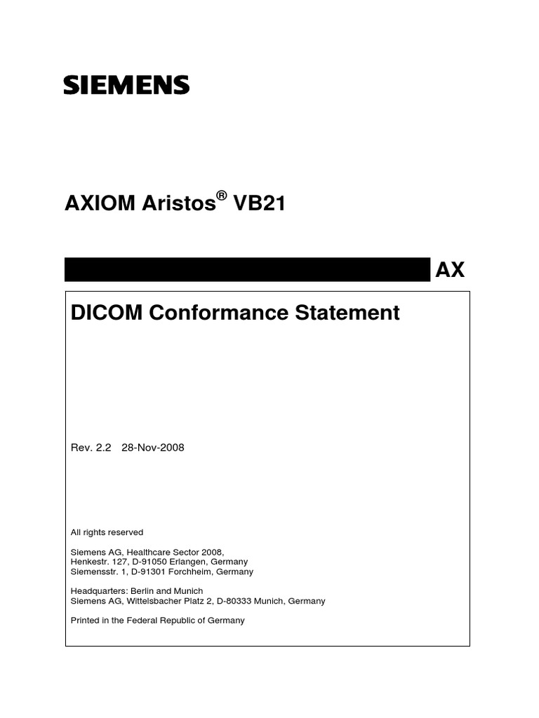 Aristos Dicom Conformance Statement vb21 | PDF | Computing | Computer Engineering
