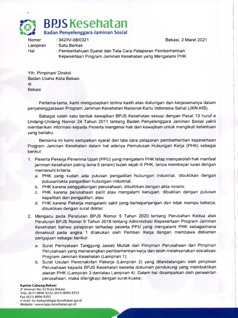 Surat Pemberitahuan Syarat Dan Tata Cara Pelaporan Pemberhentian ...