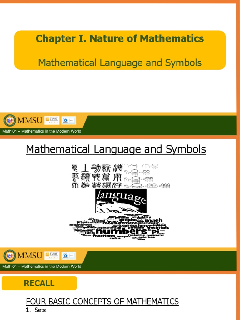 Chapter I. Nature of Mathematics: Mathematical Language and Symbols ...