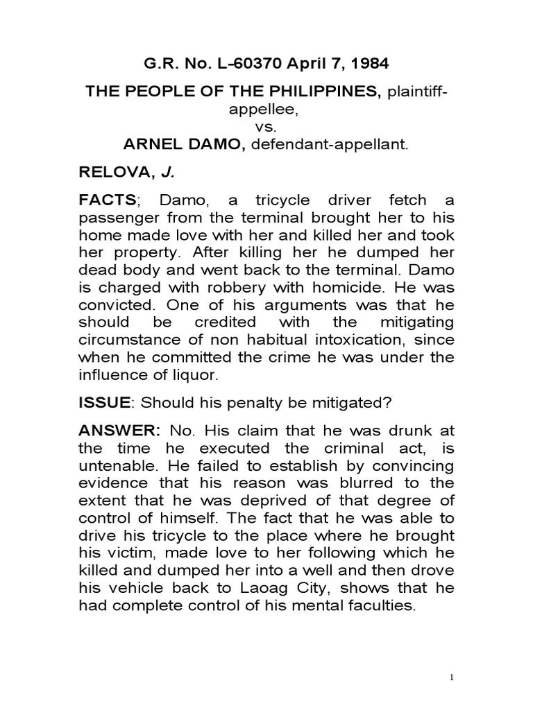 People of The Philippines vs. Arnel Damo | PDF