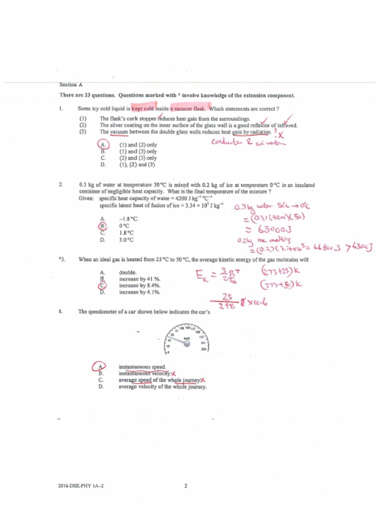 2016 DSE PHY Paper 1A Steps